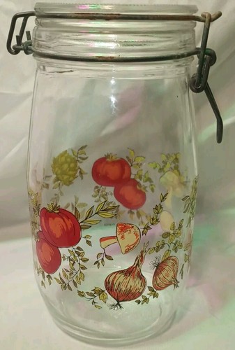VTG 2 Liter Storage Jar 70s Mushroom Wide Mouth Hinge Glass Top | eBay