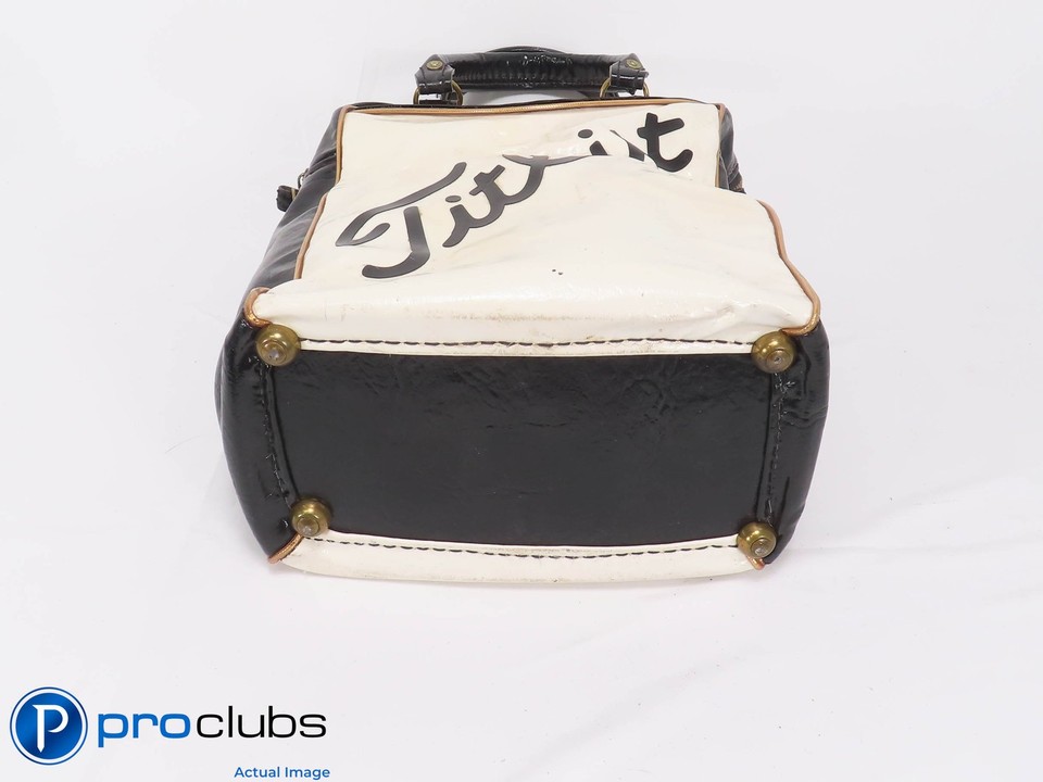 Vintage! Titleist Leather Range Ball Bag - Black/White 468053 | eBay