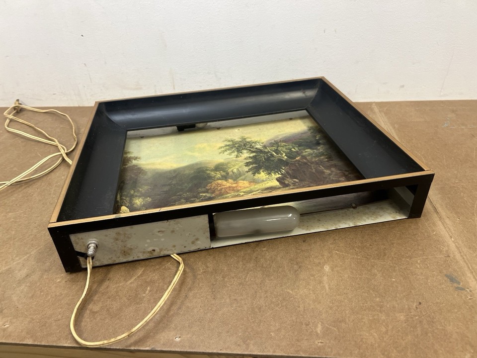 Vintage Metal Shadow Box Lighted Picture Frame mid century modern ...