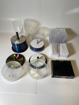 Lot of Blank Media Discs - DVD-R/CD/CD-R - Plus Jewel Cases & Paper ...