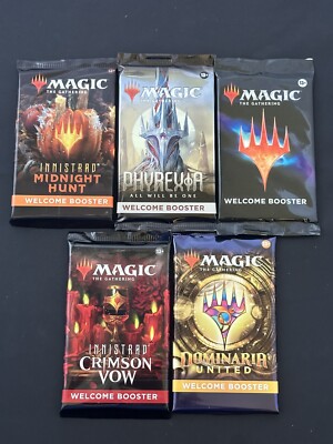 Magic The Gathering MTG Welcome Booster Lot 5 Packs ONE MID VOW DMU MOM ...
