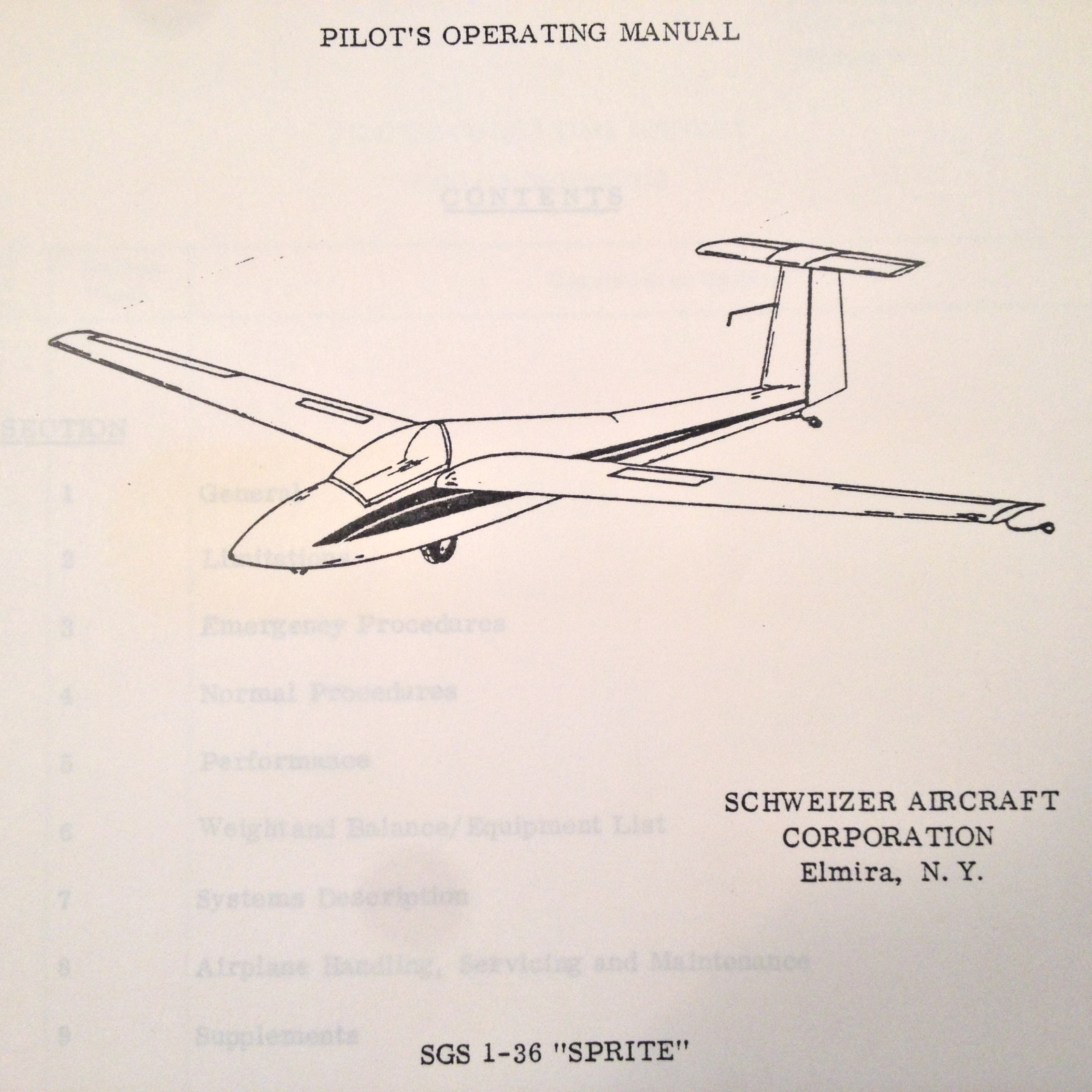 Schweizer SGS 1-36 Pilot's Operating Manual | eBay