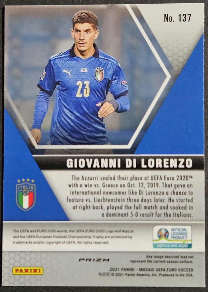 2021 Panini Mosaic UEFA Euro Pink Prizm #137 Giovanni Di Lorenzo Rookie ...