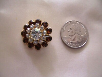 6 RHINESTONE & GOLDEN TOPAZ GOLD TONE BUTTONS 15/16″ IN SIZE | eBay