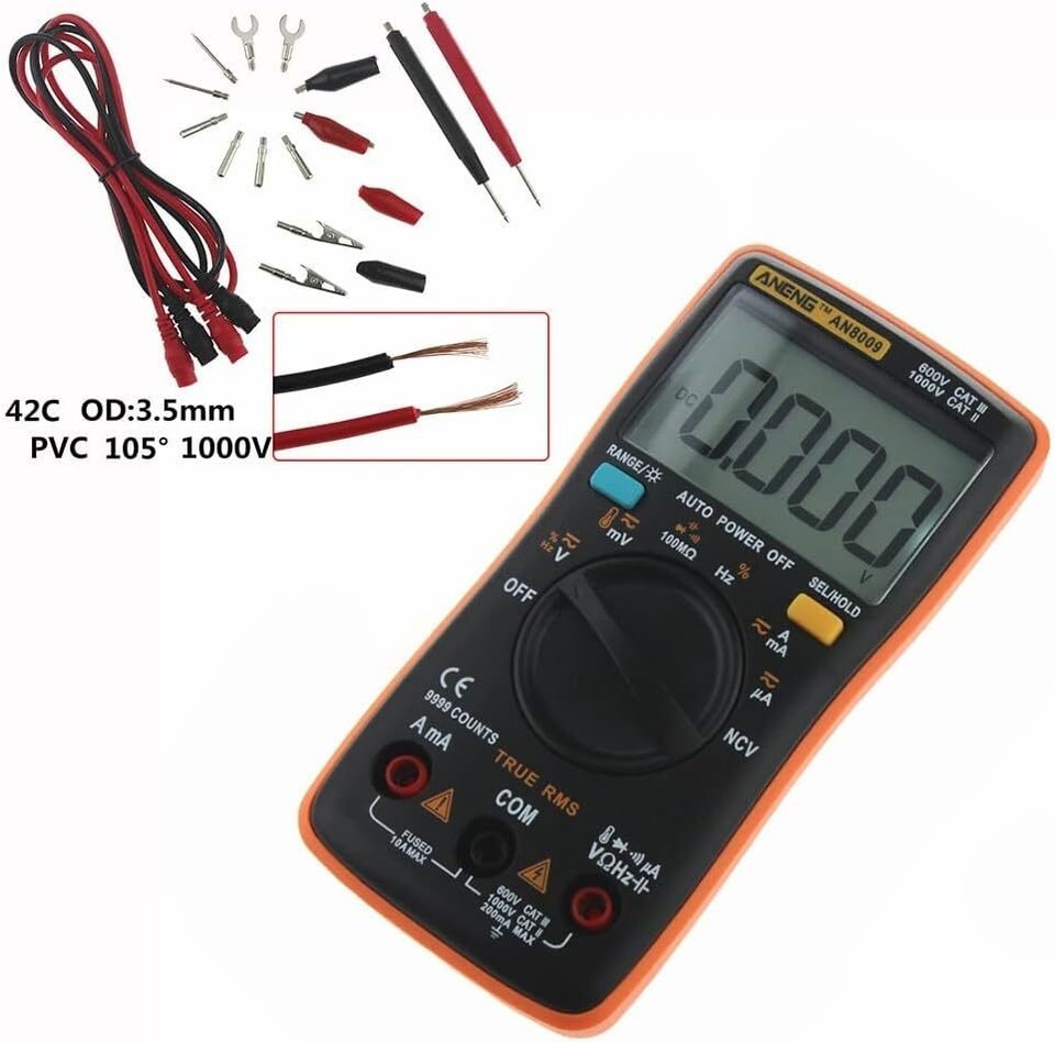 ANENG AN8008 True RMS Pocket Digital Multimeter Bench Standard, Red ...