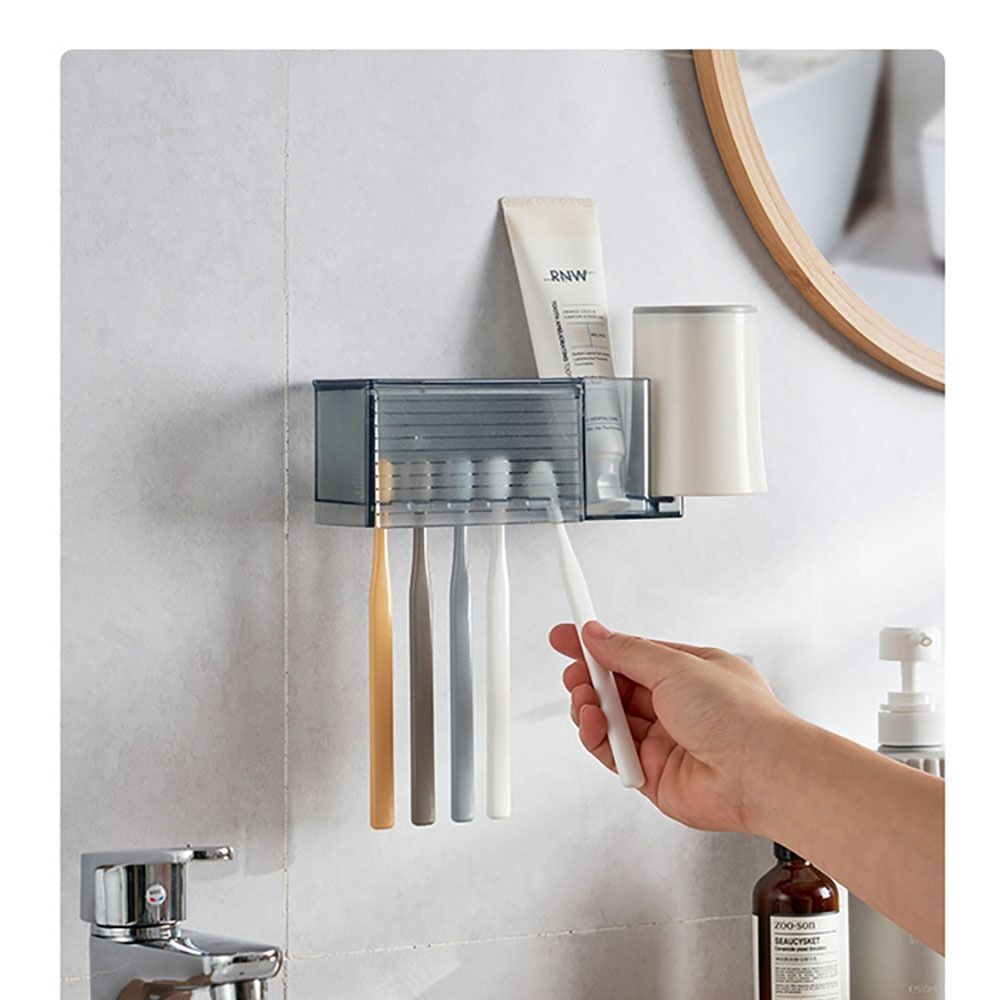 Multi-use Storage Toothbrush Storage Rack Grey Bathroom Shelf Organizer ...