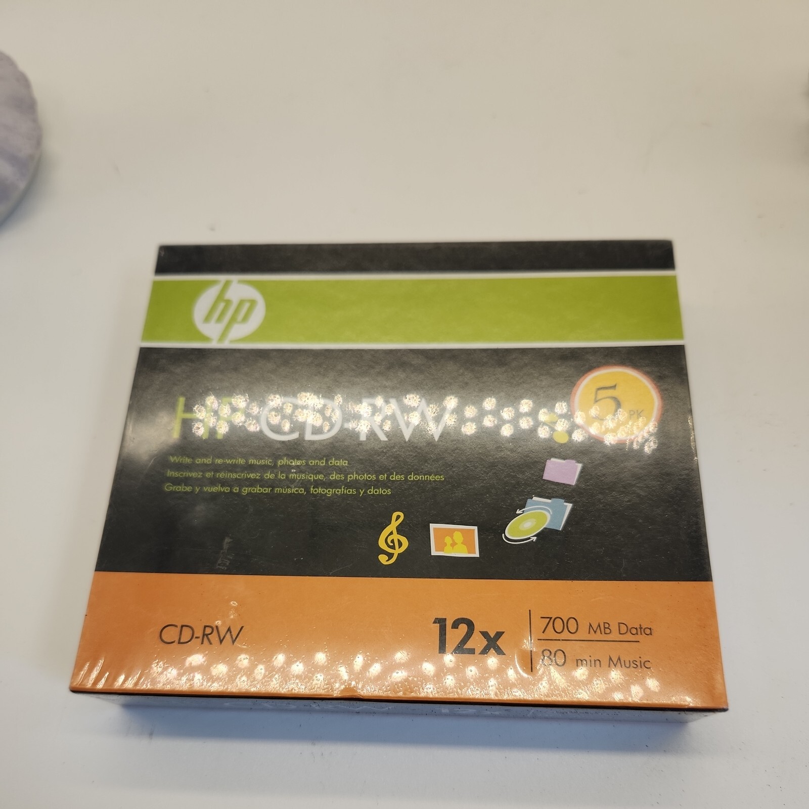 5 PK HP Logo 12X CD-RW CDRW ReWritable Blank Disc 700MB in Slim Jewel ...