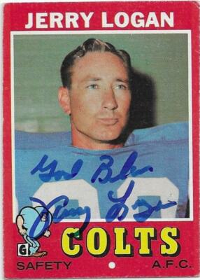 JERRY LOGAN Autographed Signed 1971 Topps Football card #134 Baltimore ...
