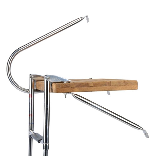 3 Step Stainless Steel Ladder Boat Outboard Teak Wooden Swim Platform ...