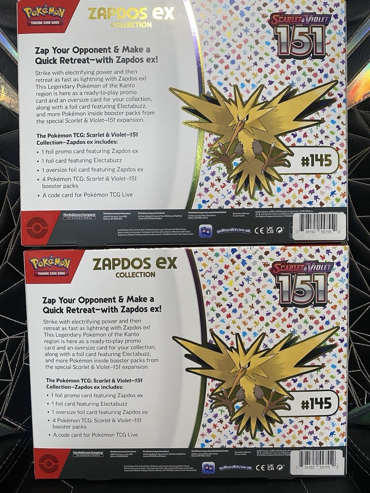 Pokemon TCG Scarlet & Violet 151 Zapdos EX Collection Box Lot of 2 ...