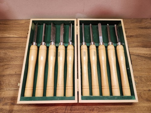 Vintage Set of 10 AMT Wood Turning Lathe Chisel in Wooden Case | eBay