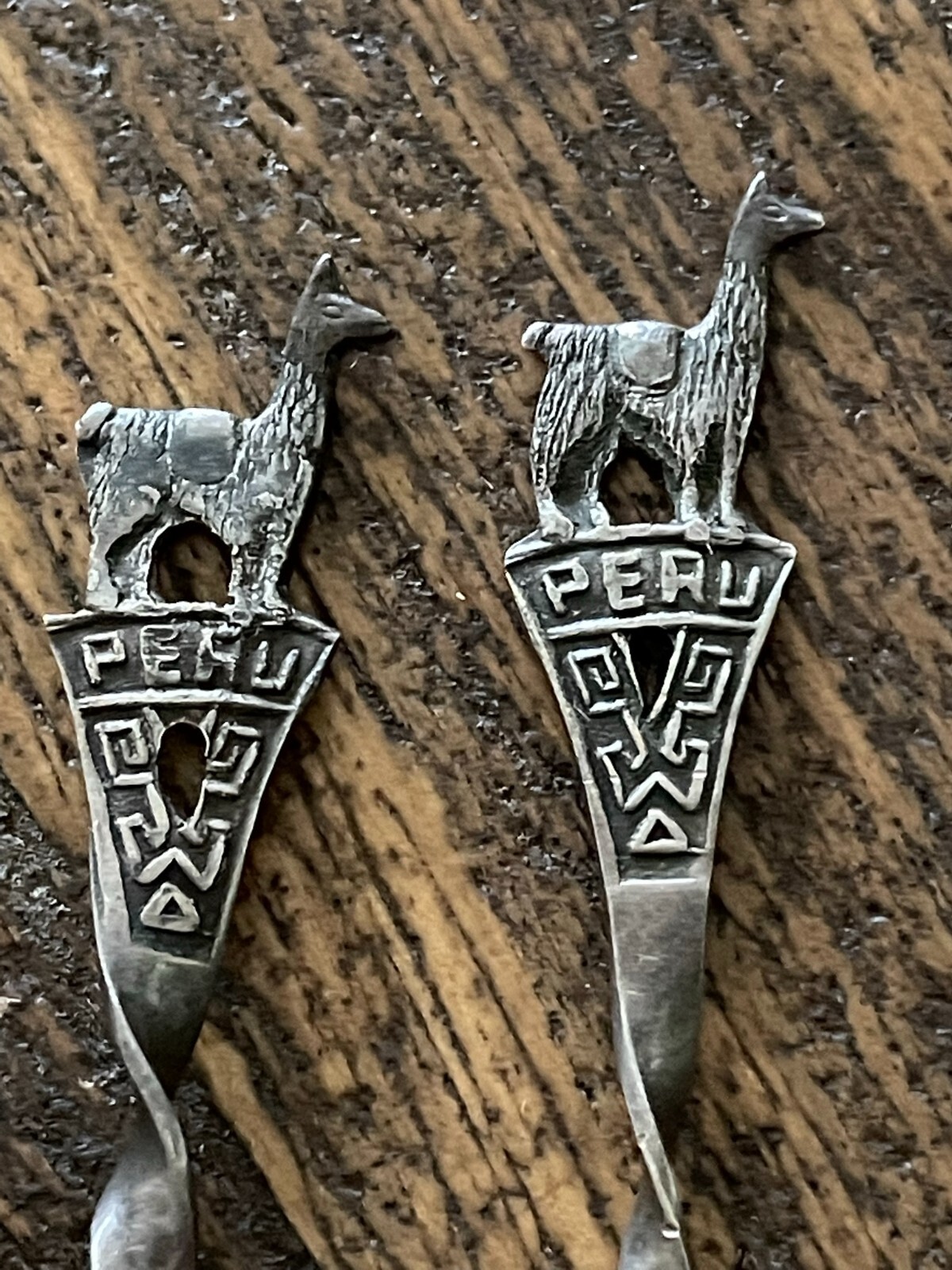 4 Souvenir Spoons / Salt Spoons Sterling Silver Peru + Singing Towers ...