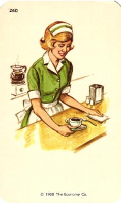 1968 Kindergarten Flash Card Waitress #260 Economy Co. Smash Book ...