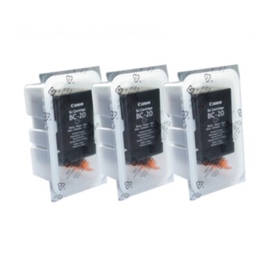 3 x Original Canon Ink Cartridge BC-20 BK for BJC-2000 2100 4000 4100 ...