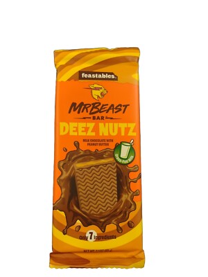 Rare Mr Beast Feastables DEEZ NUTZ Milk Chocolate Peanut Butter Bar Mr ...