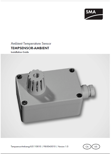 TEMPSENSOR-AMBIENT for SMA Monitoring - PT100, 4-wire, NEMA 3 ...