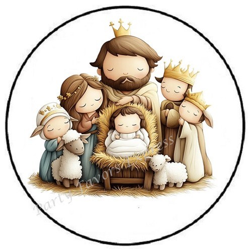 CUTE NATIVITY MANGER CHRISTMAS ENVELOPE SEALS LABELS STICKERS PARTY ...