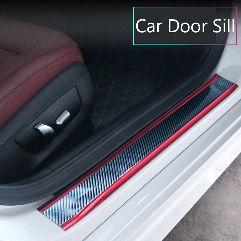 1 Roll Auto Carbon Fiber Vinyl Car Door Sill Scuff Cover Plate Sticker ...
