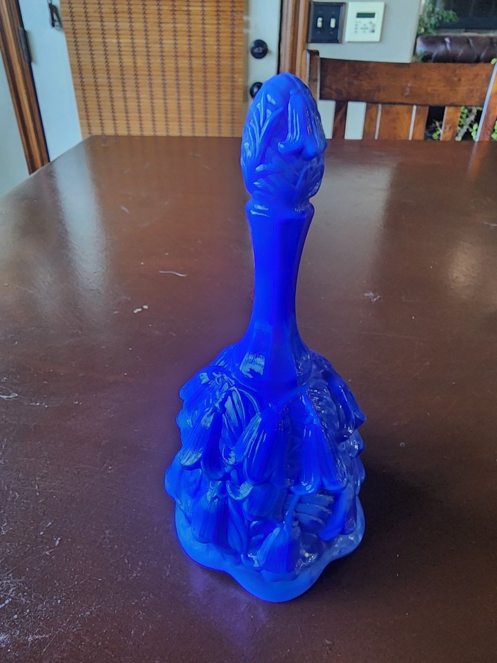 Fenton Lily Of The Valley Temple Bell Dark Blue Periwinkle Slag Glass ...