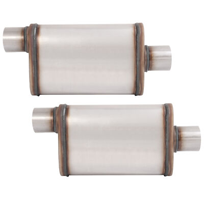 Universal Street Mufflers 3" Offset In Center Out Set of 2 Stainless ...