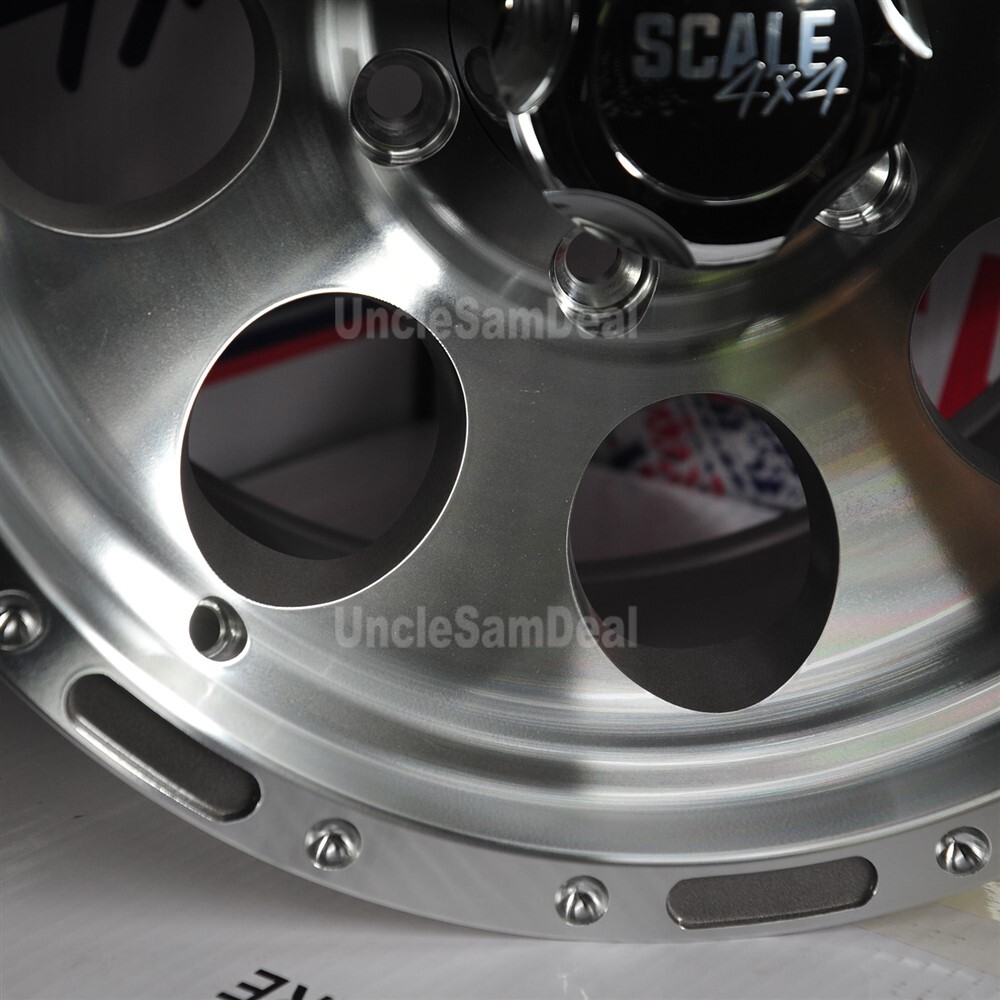16x8 6x139.7 6x5.5 0 OFFSET SCALE 4x4 S52 MACHINE SILVER 8 HOLE TRUCK 4 ...