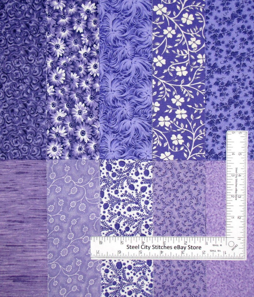 JELLY ROLL Precut Fabric Purple Grape Lavender Cotton 20 Strips 2.5" X ...