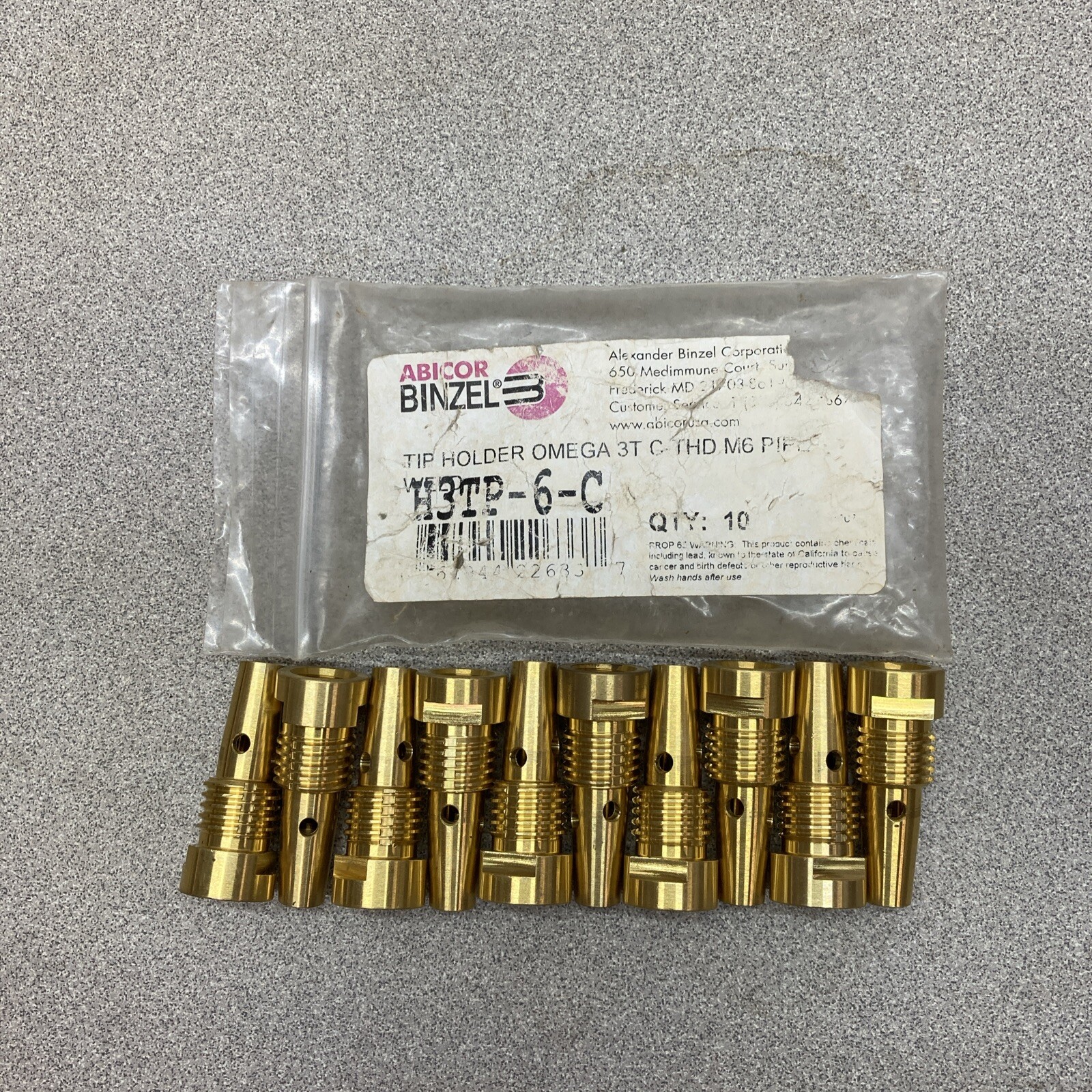 Abicor Binzel H3TP-6-C Tip Holder Omega 3T C-THD M6 Pipe Weld. Pack Of ...