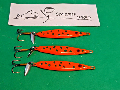 3 - 1/2 oz Flutter Spoon Slab Lead FISHING LURE JIG JIGGING Orange ...
