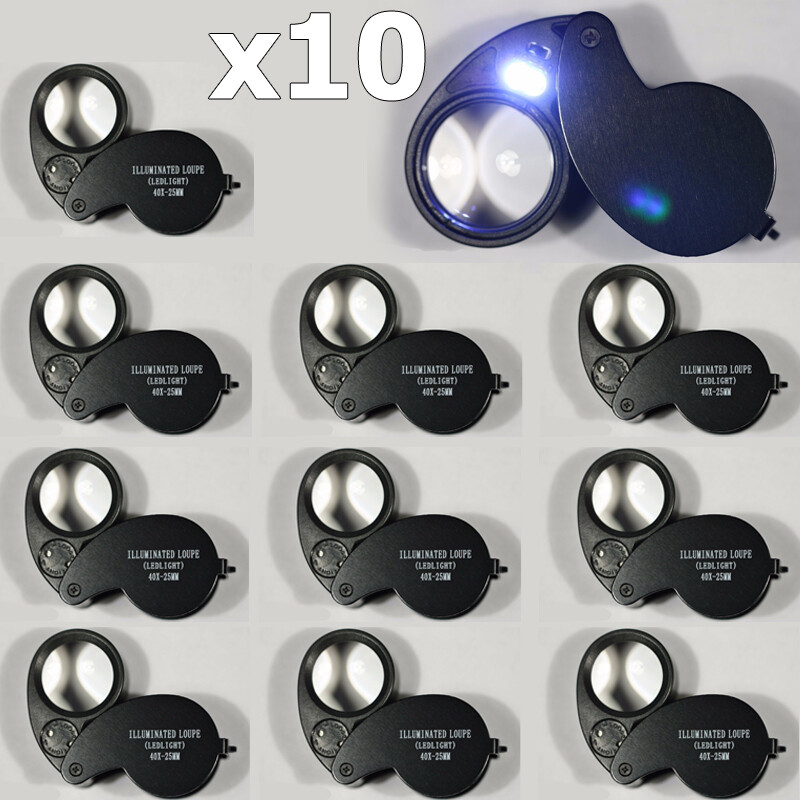 40X Magnifying Loupe Jewelry Eye Glass Magnifier LED Light Jewelers ...