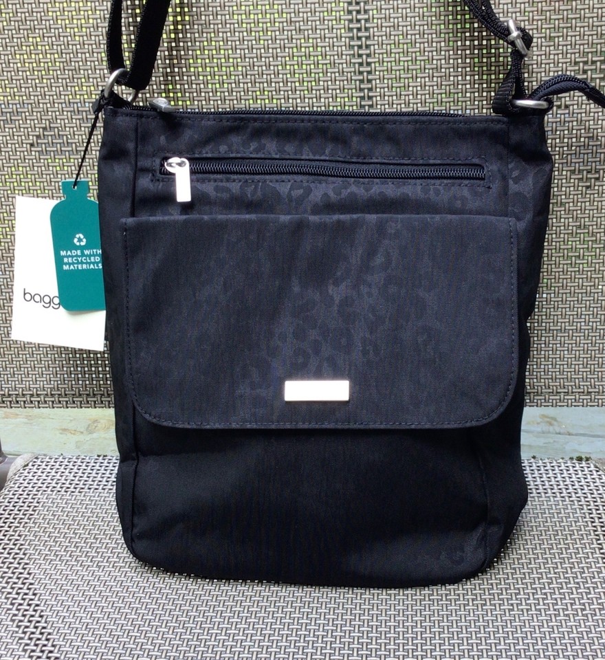 NWT Baggallini Town Bagg Crossbody/Shoulder Bag Black Cheetah $78 MSRP ...