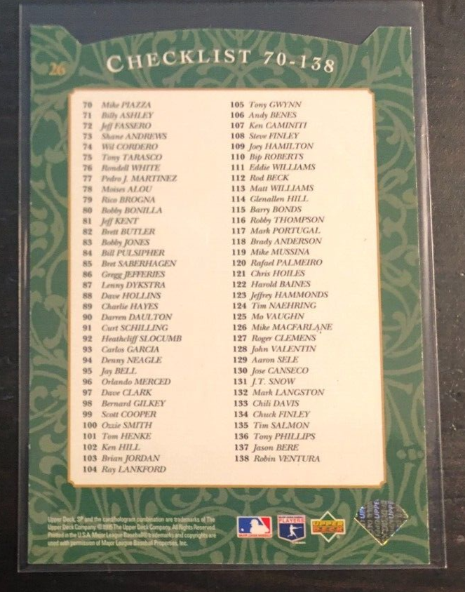 1995 SP Baseball DAVE WINFIELD Checklist Die Cut #26 Indians | eBay