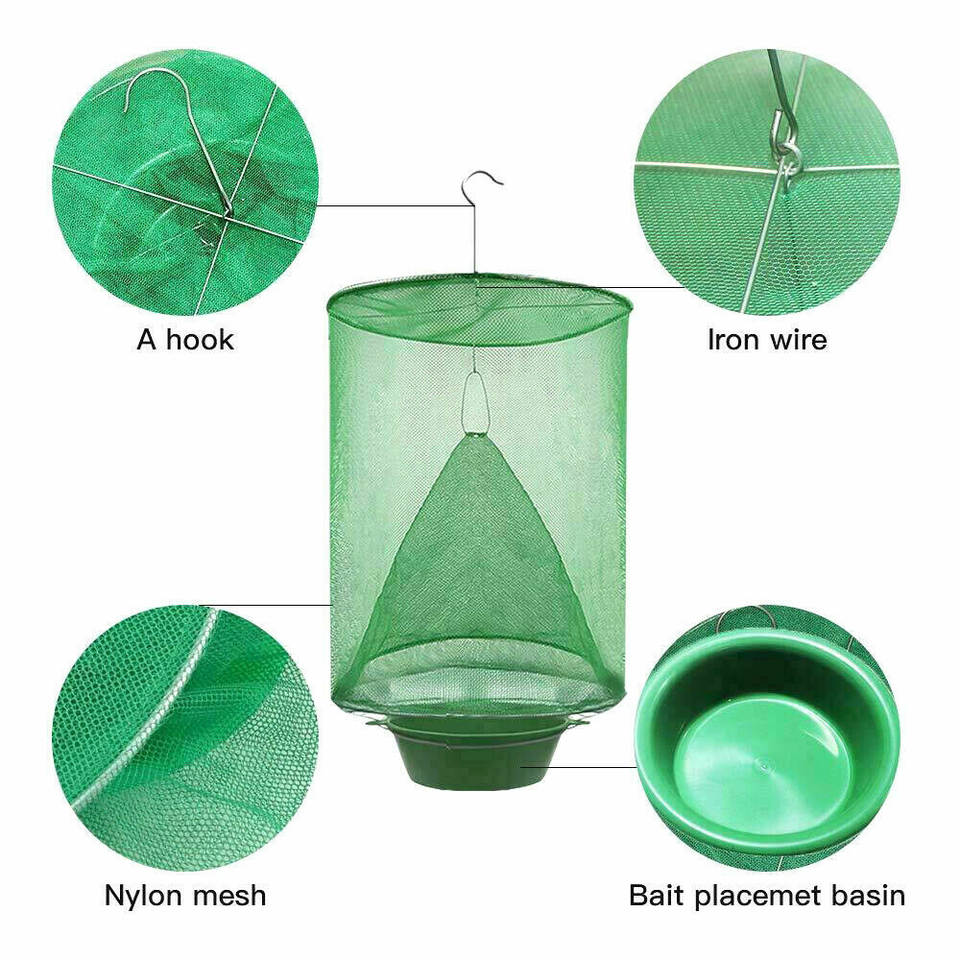 2Pcs The Ranch Fly Trap Reusable Fly Catcher Killer Cage Net Trap Pest ...