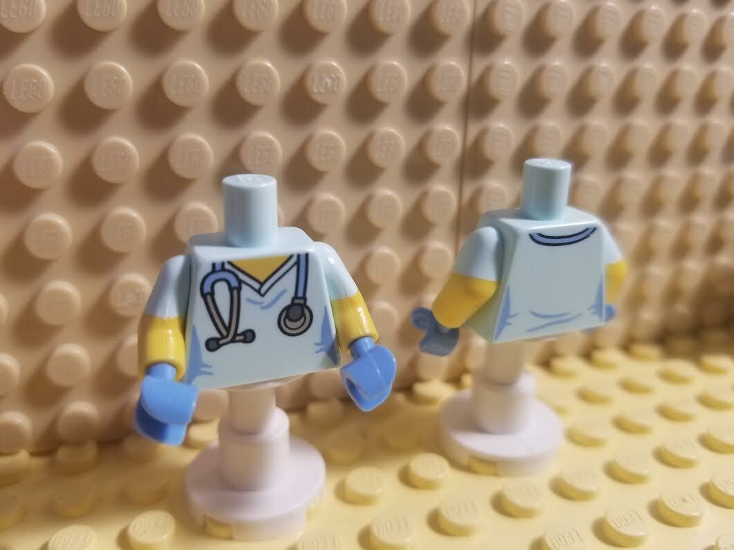 LEGO Surgeon Torso Body Part Doctor Blue Gloves Scrubs Surgical ...
