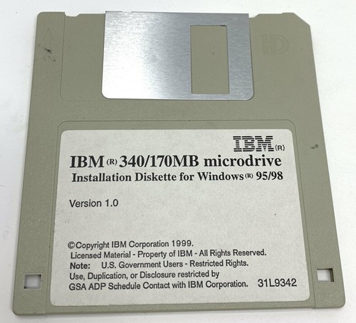 IBM 340/170MB Microdrive CF Memory Card Install Floppy Disk Windows 95/ ...