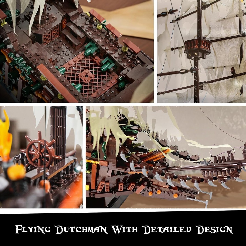 Pirate Ship Building Brick Flying Dutchman Boat Ship Model Kit Block ...