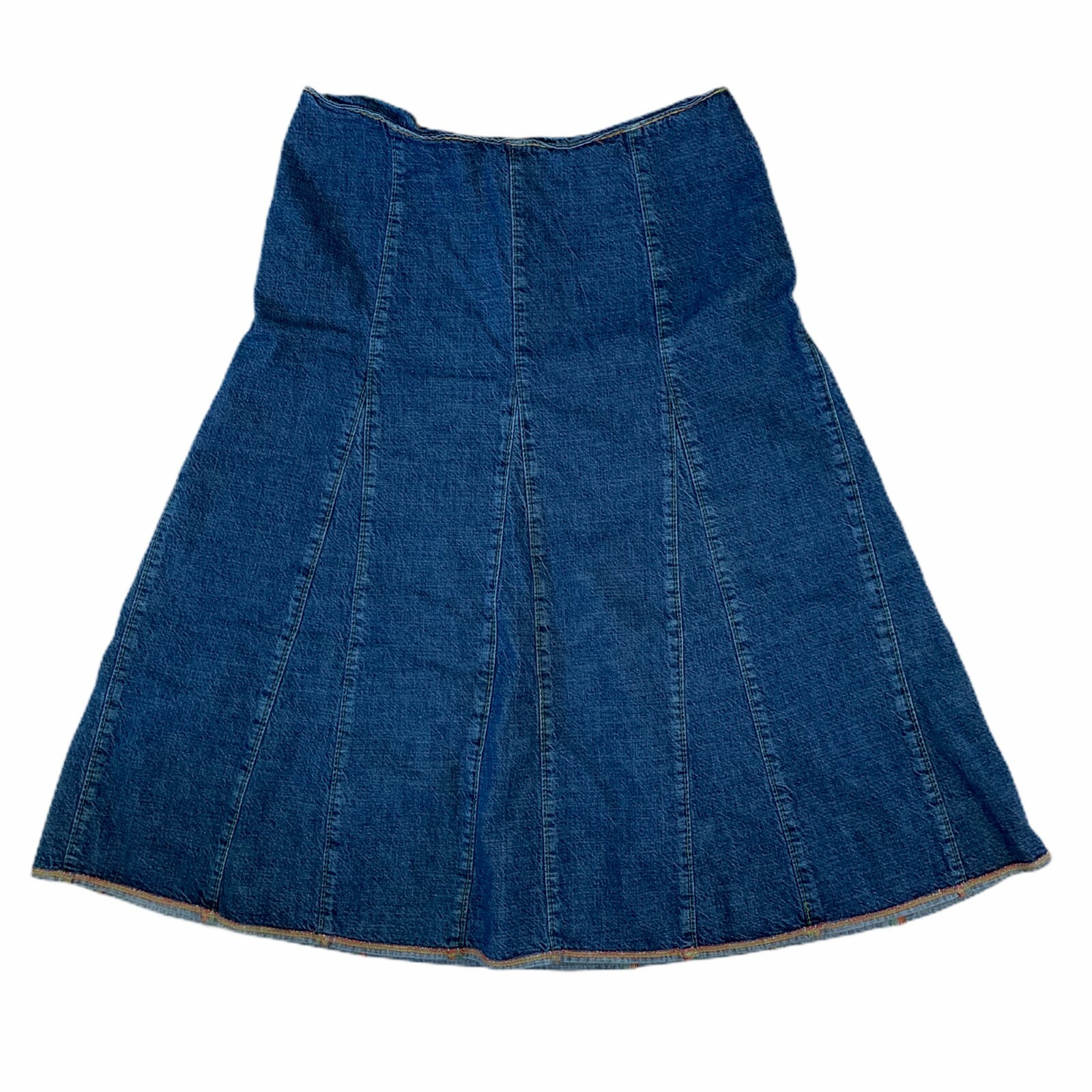Big Blue Boho Festival Denim Skirt Panels Flair Swing… - Gem