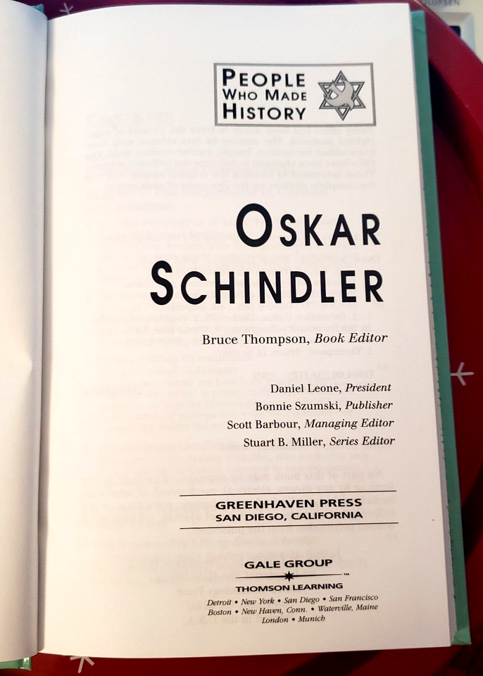 Oskar Schindler edited by Bruce Thompson People Who Made History HC 238 ...