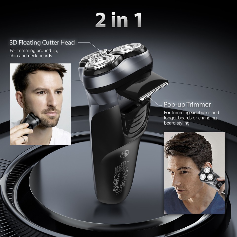 SEJOY Men Electric Shaver Pop-up Trimmer Rotary Razor Beard Shaving ...
