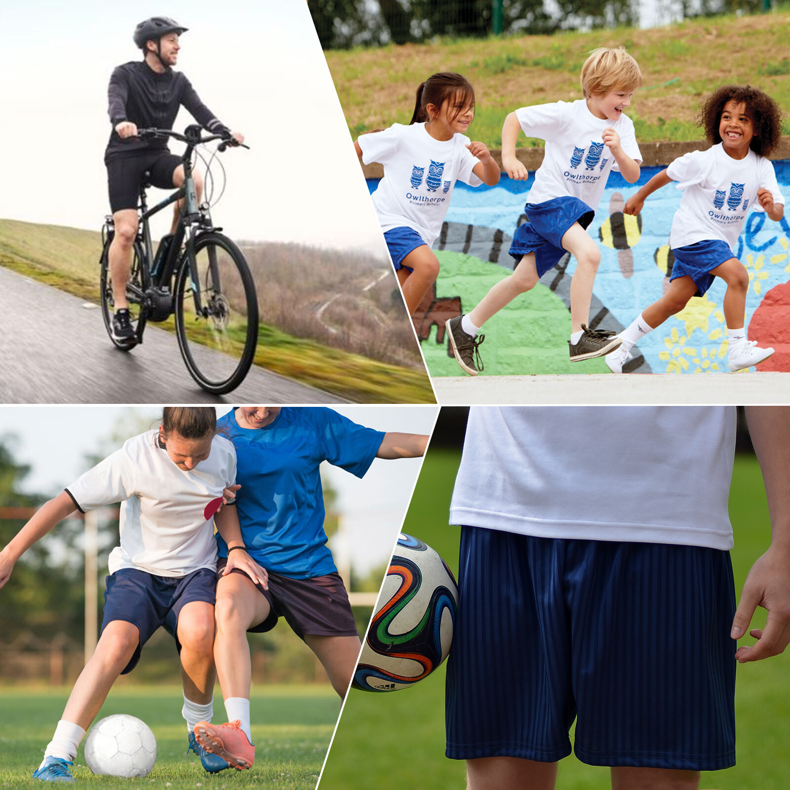 Kids PE Shorts School Boys Girls Sports Football Shadow Stripe For ...