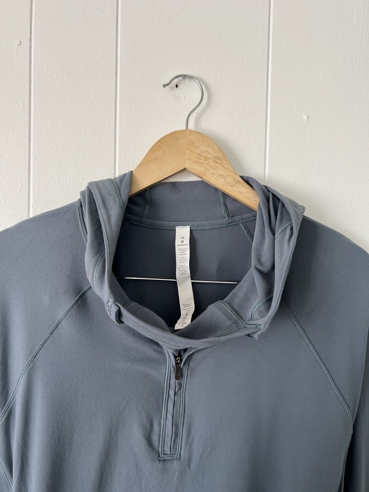 Lululemon Warm Stabilizer 1/2 Zip Hoodie Blue Charcoal Size 10 | eBay