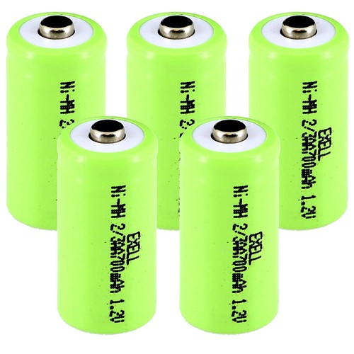 5-PACK 2/3AA 1.2V 700mAh NiMH Button Top Rechargeable Battery Great For ...