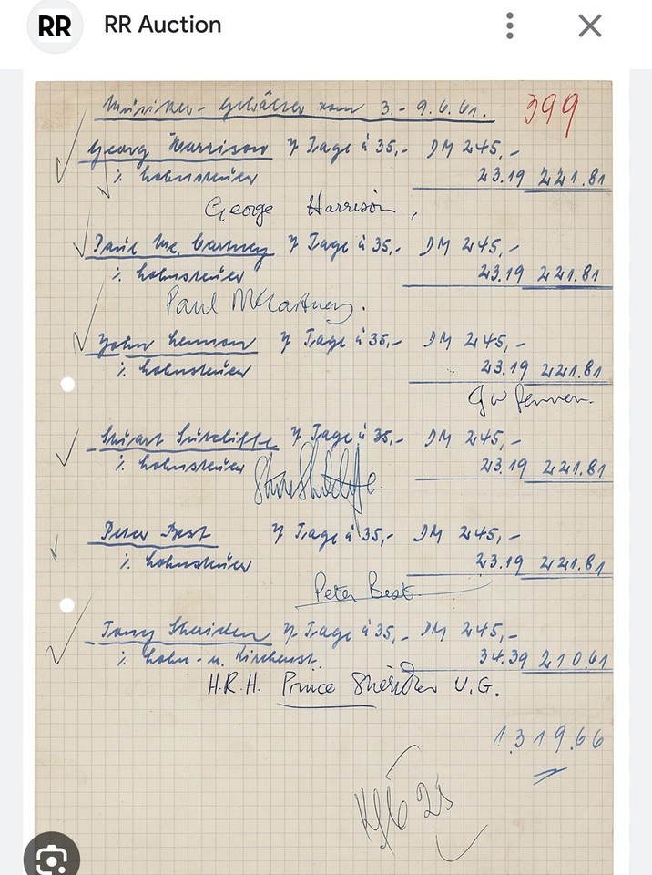 SIGNED Early BEATLES AUTOGRAPH Paper 1960 Or 1961 Lennon McCartney Rare ...