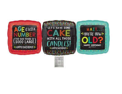 Set Of 3 Happy Birthday Over The Hill 18'' Balloons Party Decorations ...