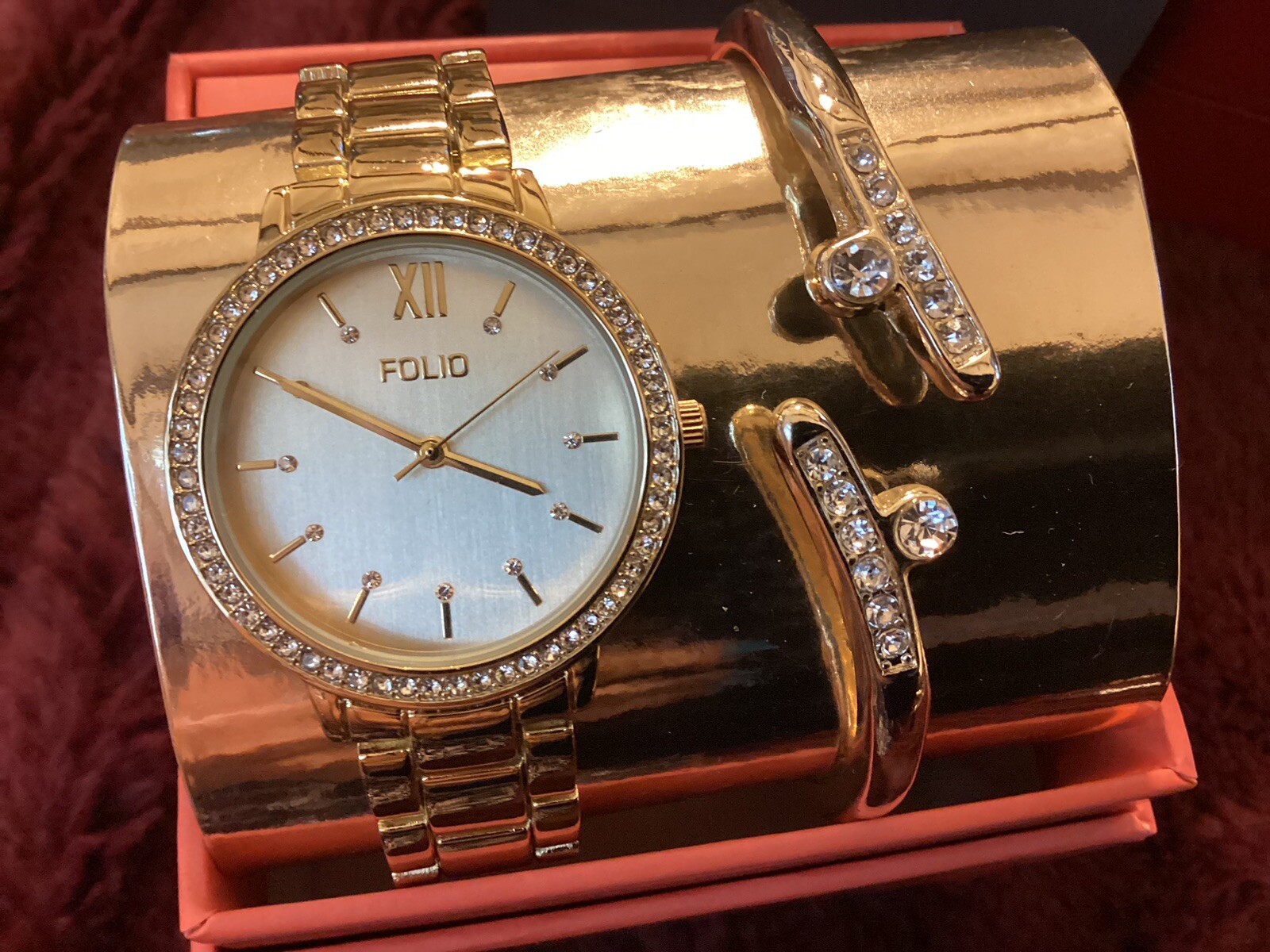 Womens Folio Watch And Bracelet Set Gold Tone Rhinestones NIB EBay womens-folio-watch-and-bracelet-set-gold-tone-rhinestones-nib-ebay