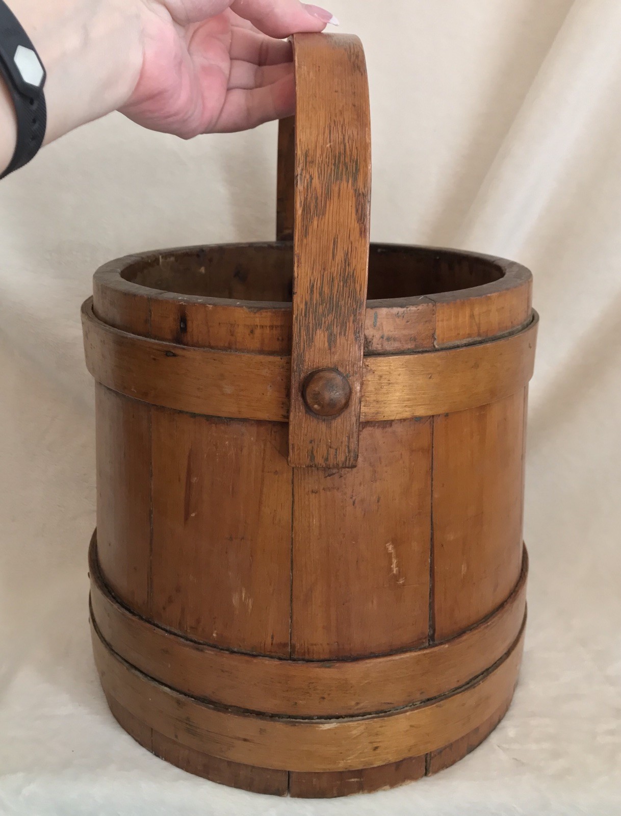 Antique 1900’s French LARGE Handled WOODEN Bucket, 10” Diameter | eBay