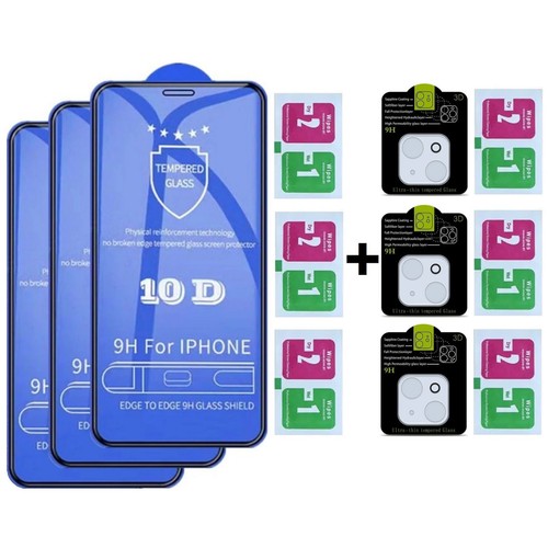 10D Toughened Glass Screen Protector + Camera IPHONE 16 15 14 13 12 Se ...
