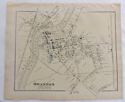 1871 Vermont Swanton Village Antique Map Franklin & Grand Isle Counties ...