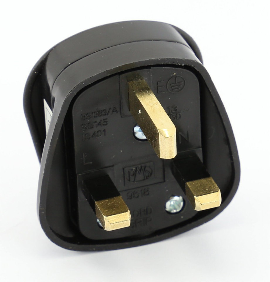 13AMP UK 3 PIN FUSED BLACK MAINS PLUG 13A PACK SOCKET BULK 1 2 3 5 10 ...