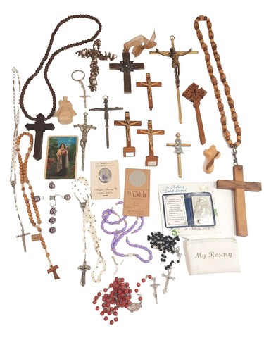 Vtg Catholic Rosary Lot Cross Inspirational Tokens 26 Total Christian ...
