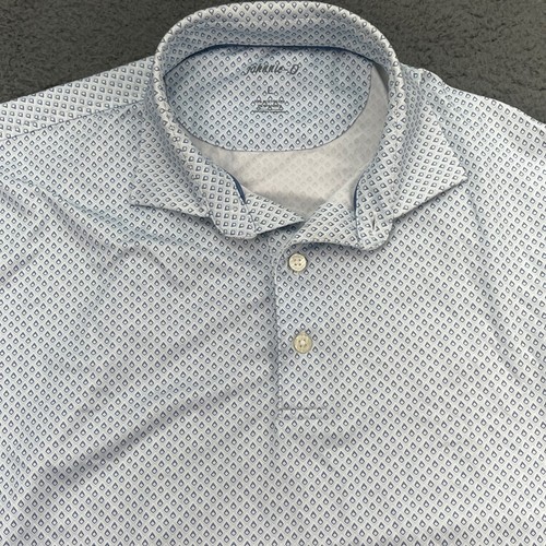 Johnnie-O Mens Polo Shirt Size L Light Blue Diamond Print Golf Sport | eBay